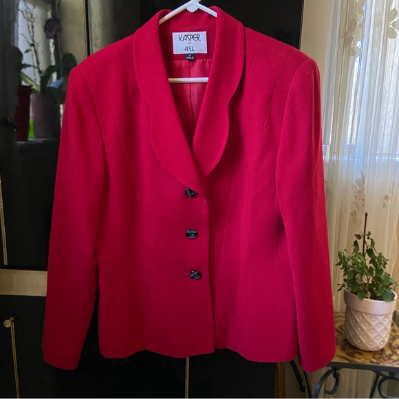 Kasper | Jackets & Coats | Kasper For Asl Red Blazer 3 Buttons | Poshmark